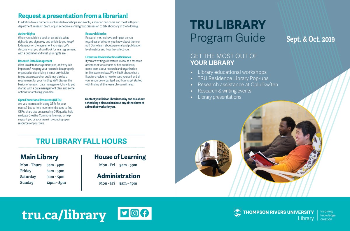 New: TRU Library September/October Program Guide – Library News